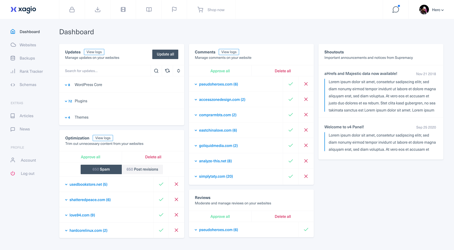 Cloud Based WordPress Control Panel | Xagio