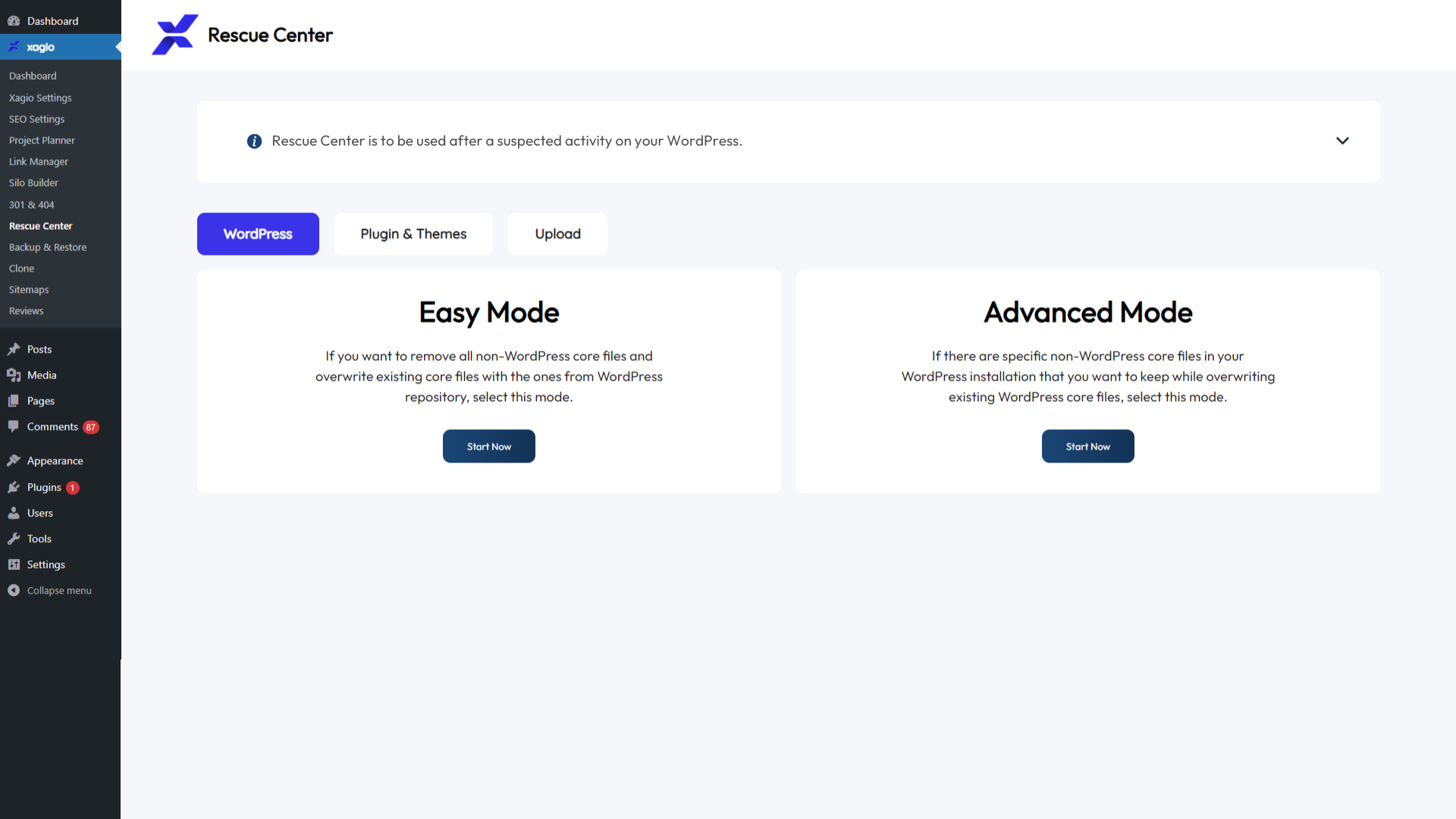 WordPress Rescue Center | Xagio