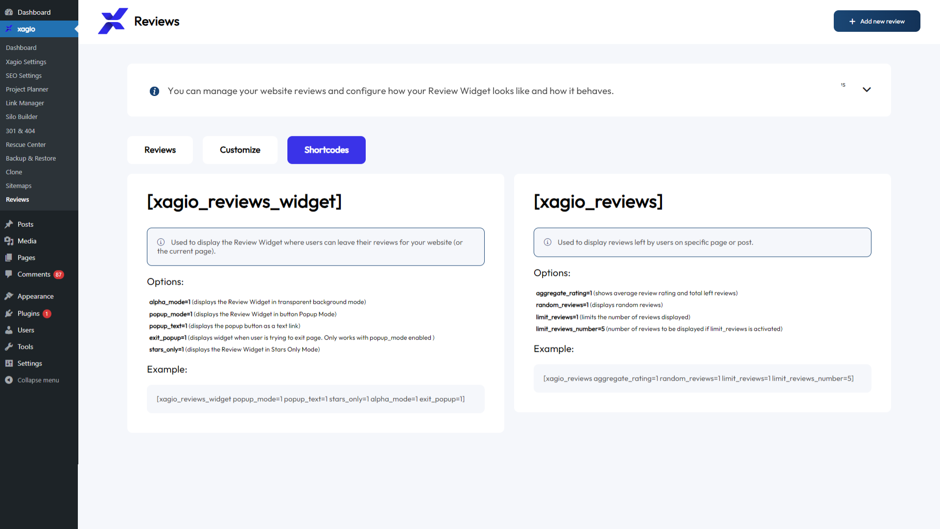 Collect & Display WordPress Website Reviews | Xagio